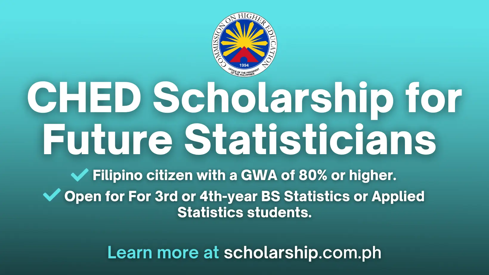 CHED Scholarship Program for Future Statisticians (ESTATISTIKOLAR) 2024 ...